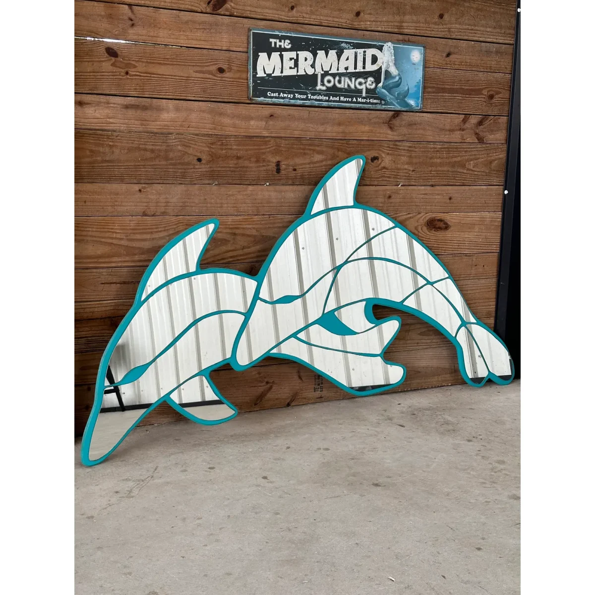 1980’s Monumental Coastal Twin Dolphin Wall Mirror | Brittany's Bamboo Barn