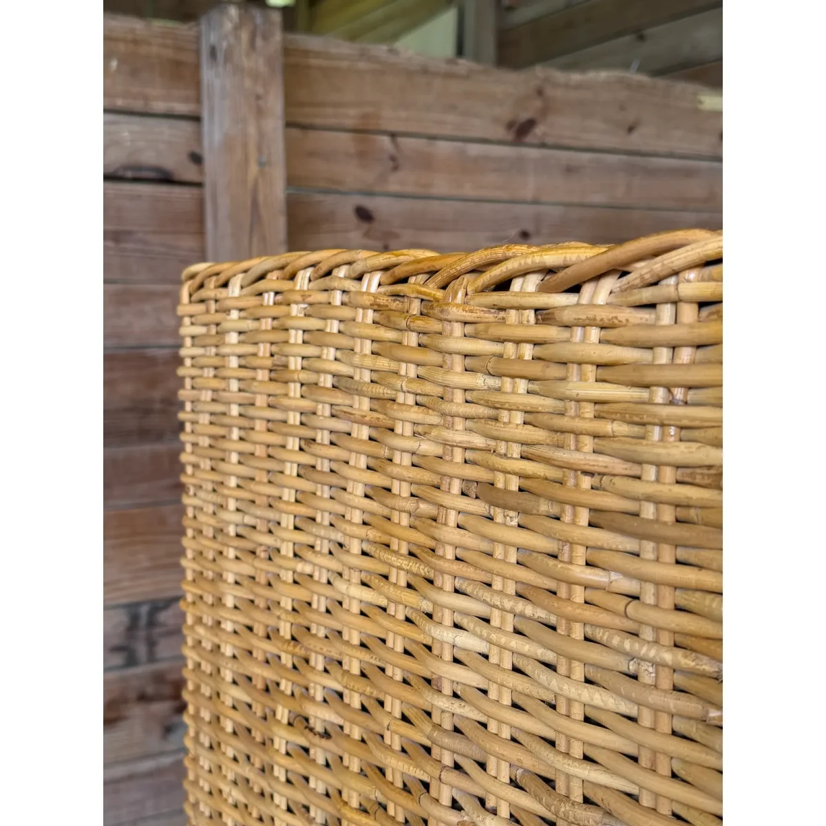 Coastal Organic Modern Rattan Braid Column Pedestal by Wicker Works ...