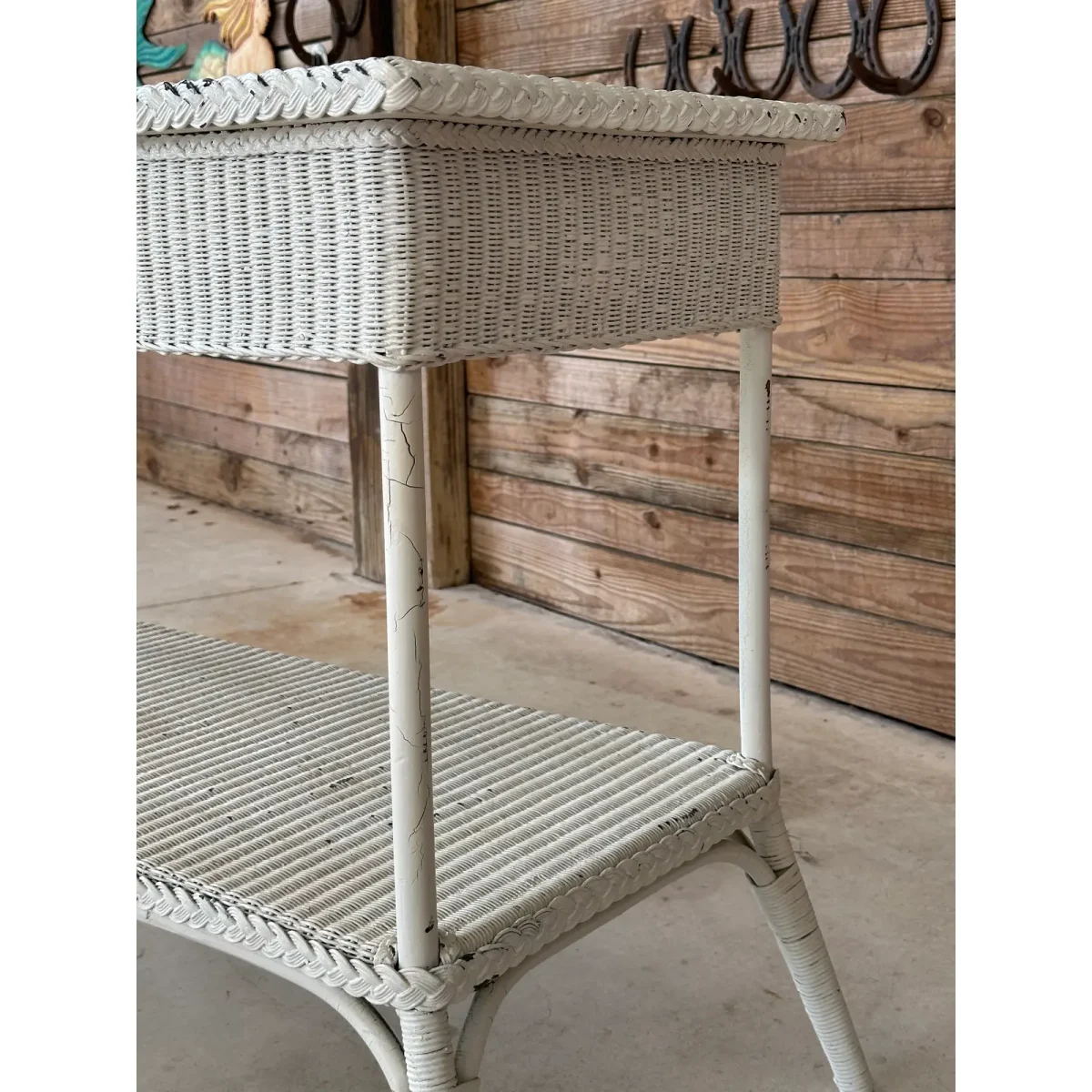 Mid-20th Century Coastal Shabby Chic Loyd Loom Wicker Console Table ...