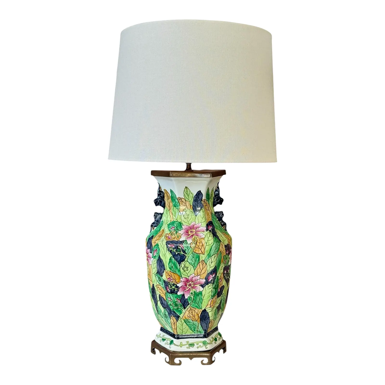Mid-20th Century Hong Kong Porcelain Tobacco Leaf Table Lamp | Brittany ...