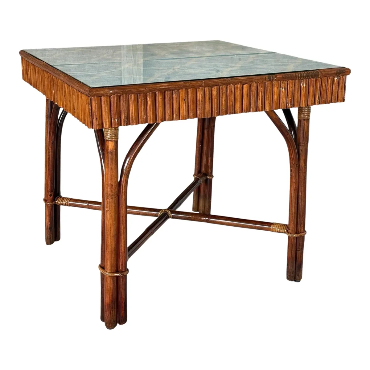 Organic Modern Custom Split Rattan Game Table With Lift-Top, Thibaut ...