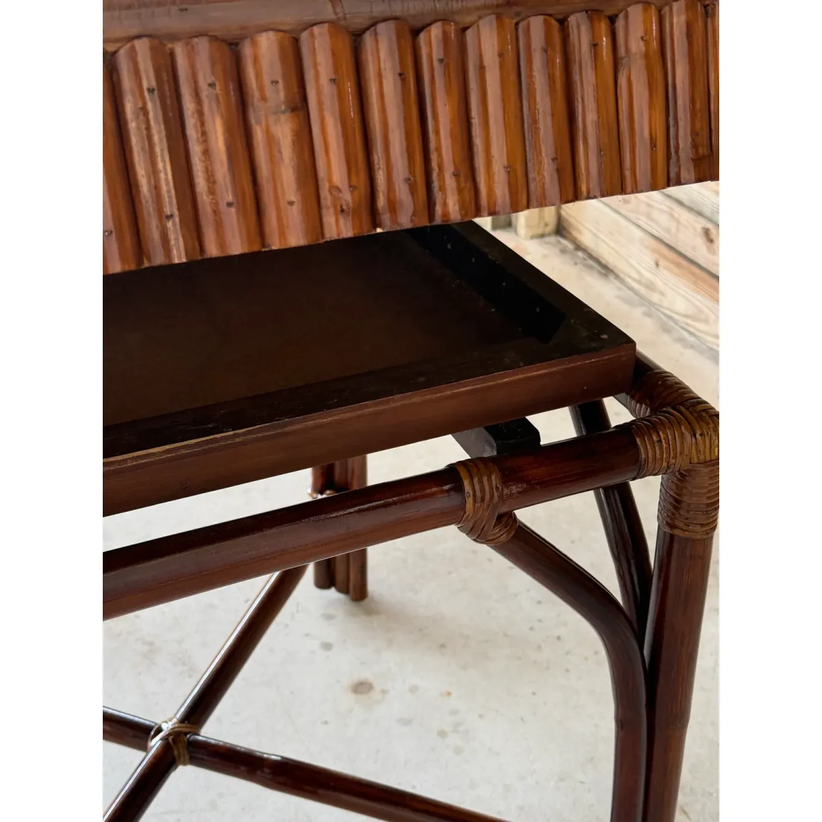 Organic Modern Custom Split Rattan Game Table With Lift-Top, Thibaut ...