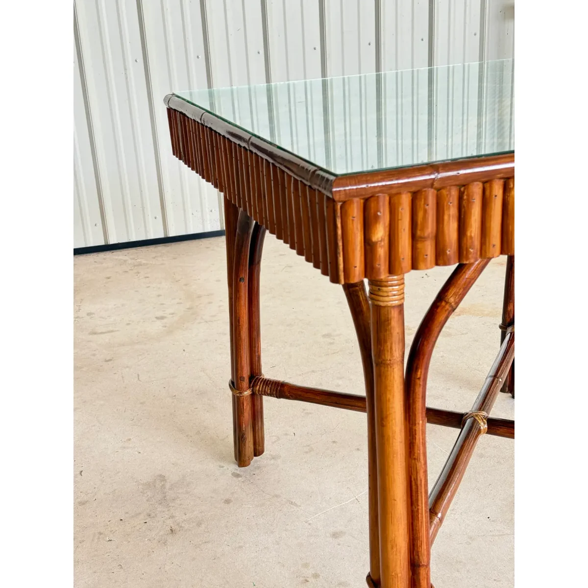 Organic Modern Custom Split Rattan Game Table With Lift-Top, Thibaut ...