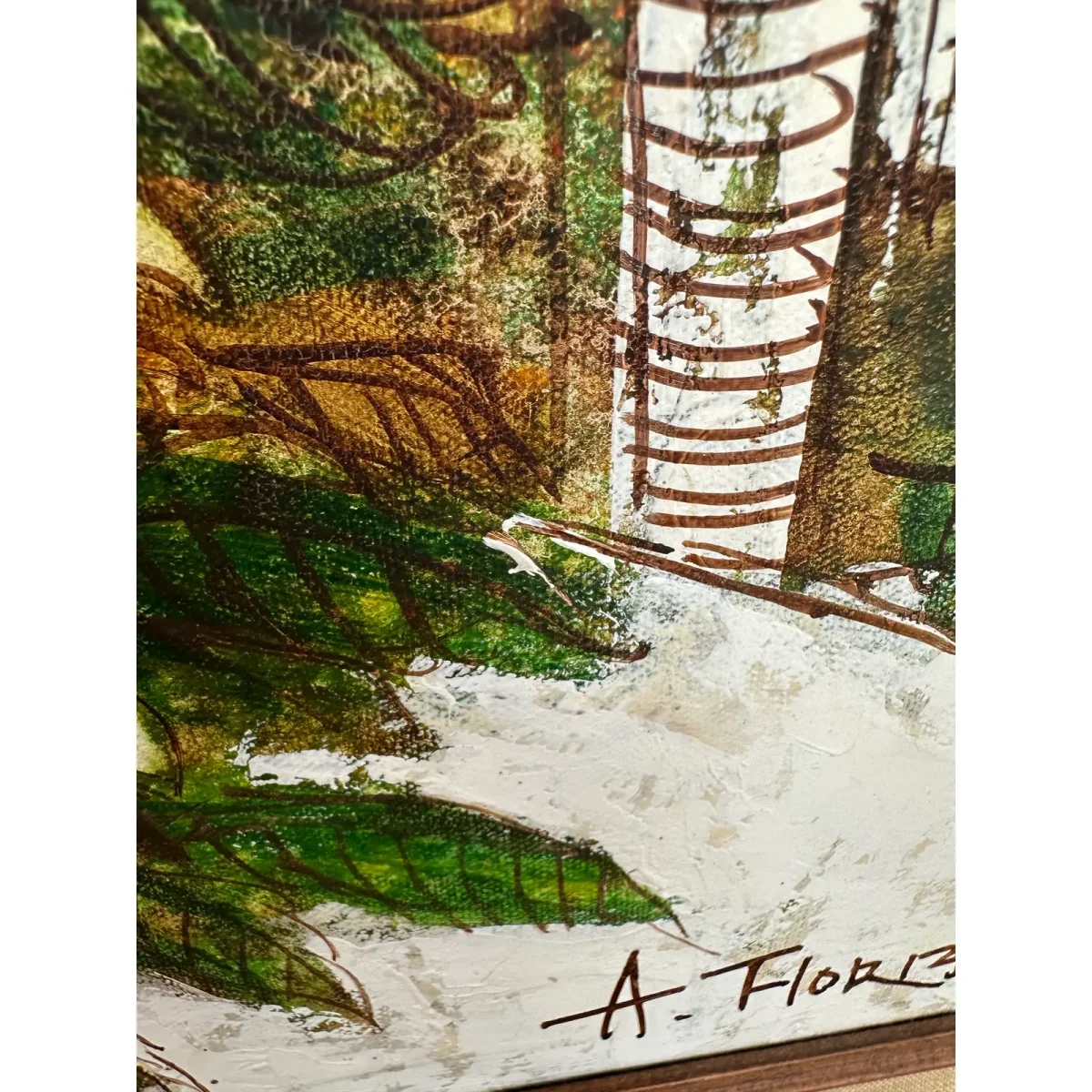 Vintage Coastal Boho Veranda Still Life Wood Framed Oil Painting on ...