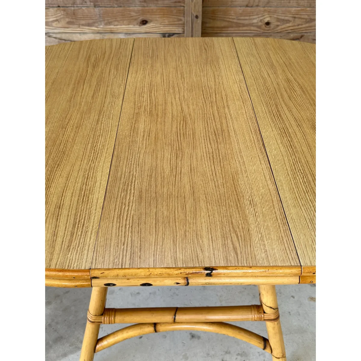 Vintage Coastal Burnt Bamboo & Rattan Expandable Dining Table ...