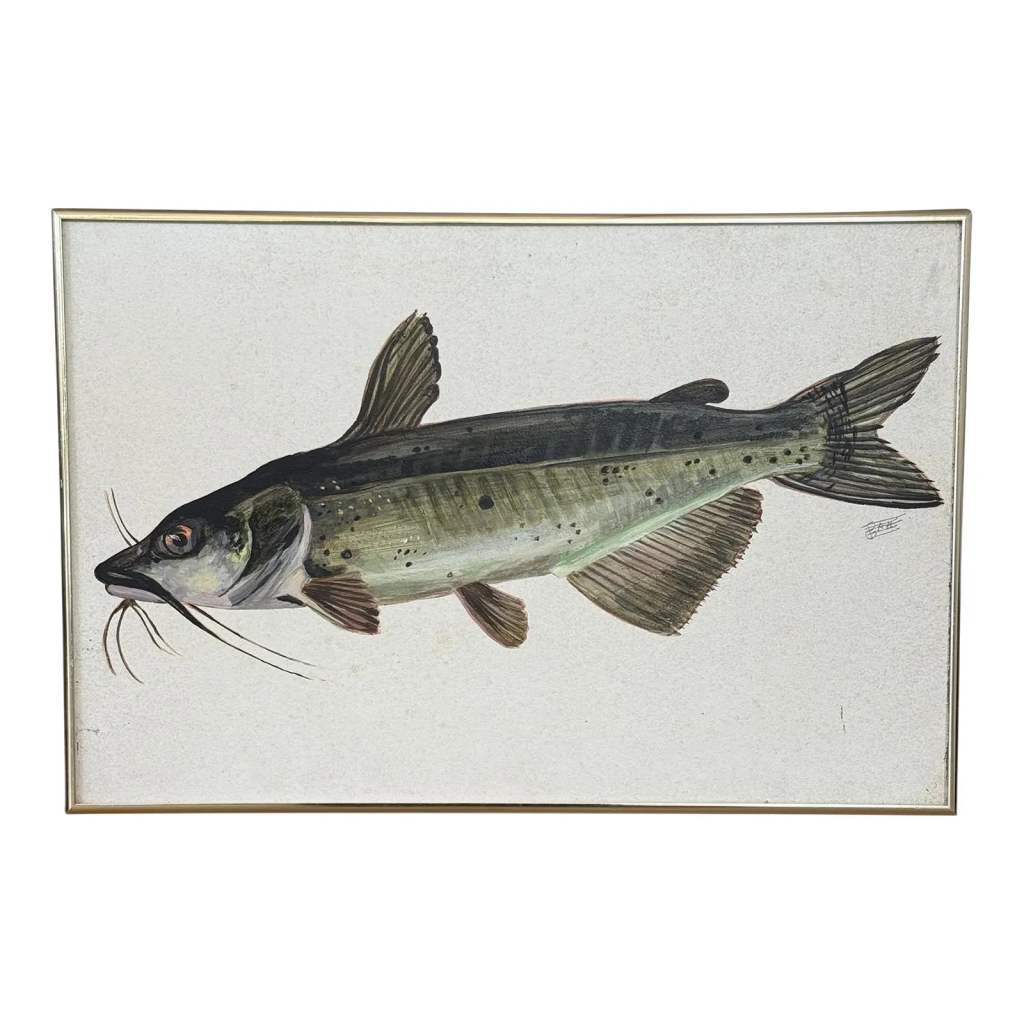 Vintage Coastal Folk Art Fish Painting – Catfish | Brittany's Bamboo Barn