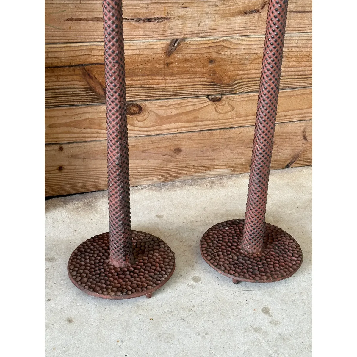 Vintage Coastal Tole Metal Palm Tree Tall Floor Candle Holders-Pairs ...