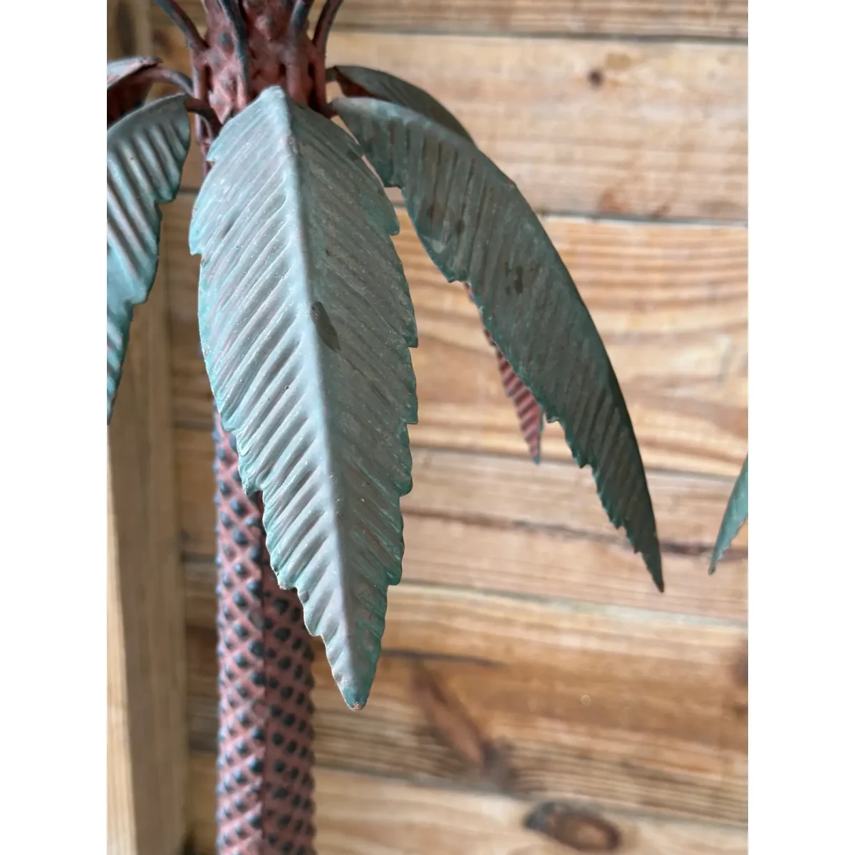 Vintage Coastal Tole Metal Palm Tree Tall Floor Candle Holders-Pairs ...