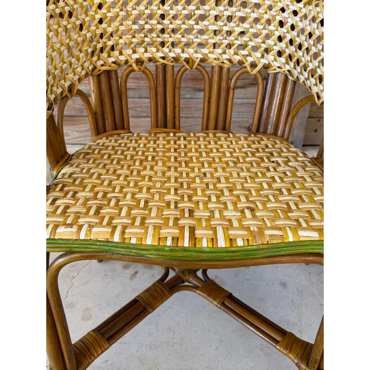Vintage French-Style Rattan Bistro Side Arm Chairs With Handwoven Cane ...