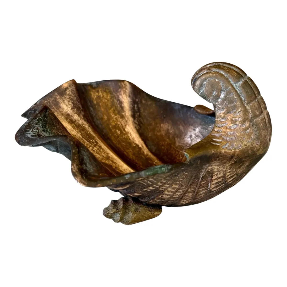 Vintage Patina Brass Clamshell Bowl With Sculptural Shell Feet ...