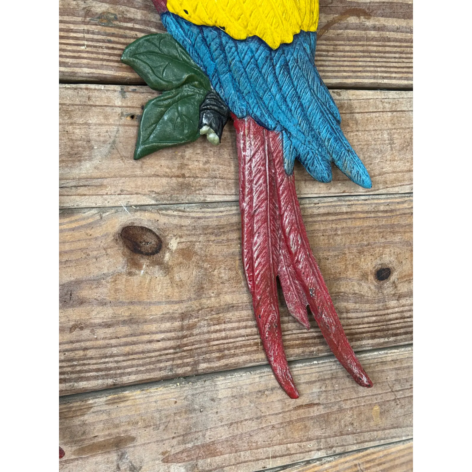 Vintage Tropical Painted Metal Parrot Wall Sculptures-Pair | Brittany's ...