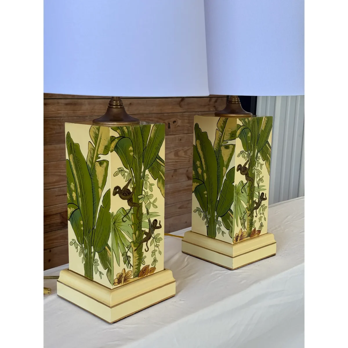 Vintage Tropical Regency Hand-Painted Table Lamps by Wildwood With New ...