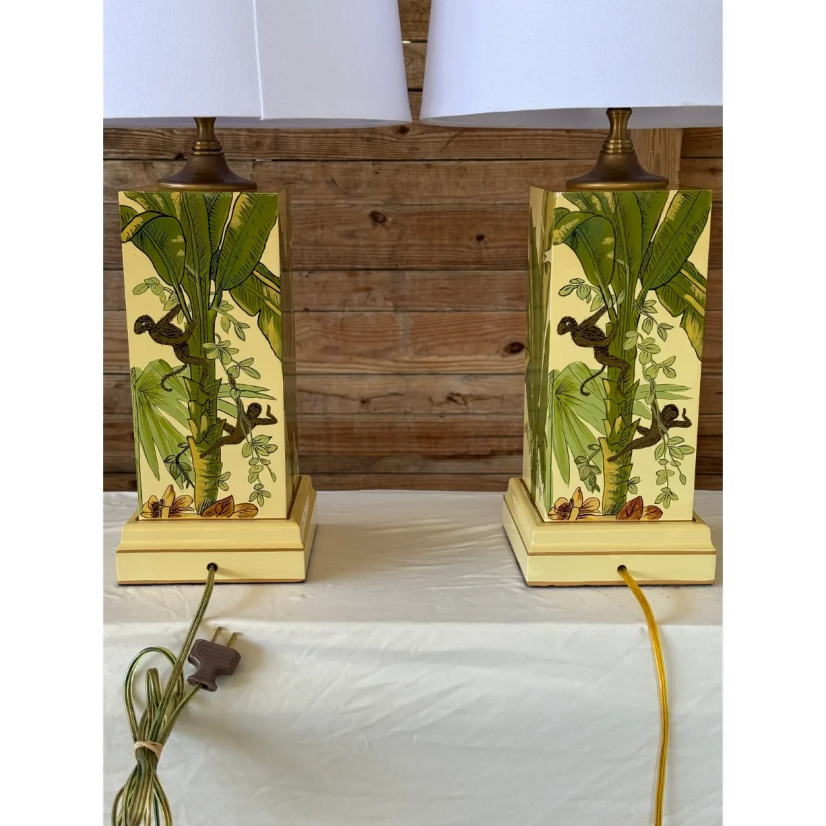 Vintage Tropical Regency Hand-Painted Table Lamps by Wildwood With New ...